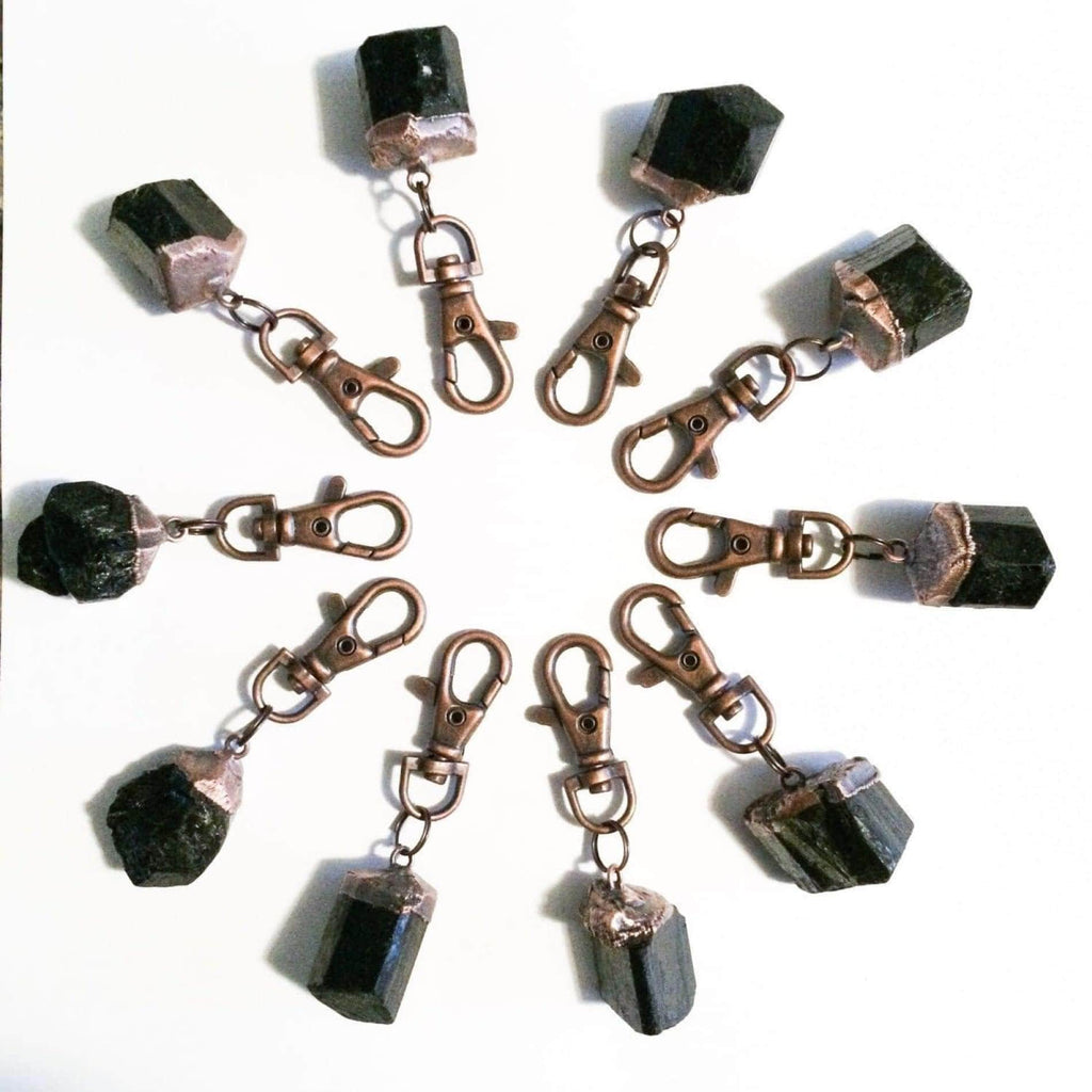 Black tourmaline keychain | Raw crystal keychain | Tourmaline crystal ...
