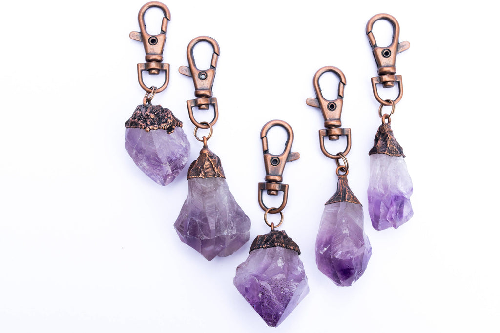 Amethyst keychain | Rough crystal keychain – HAWKHOUSE